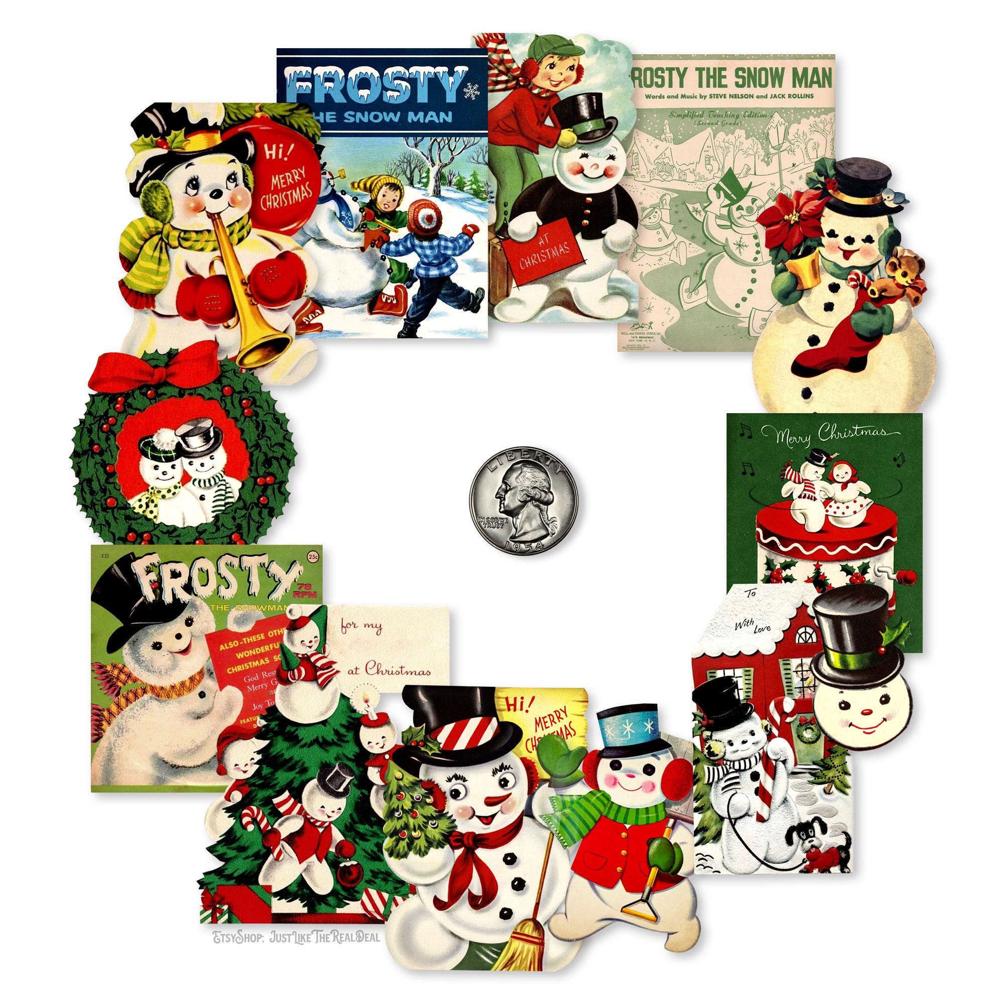 Vintage Frosty the Snowman Paper Die Cuts, Christmas Paper Cut Outs ...