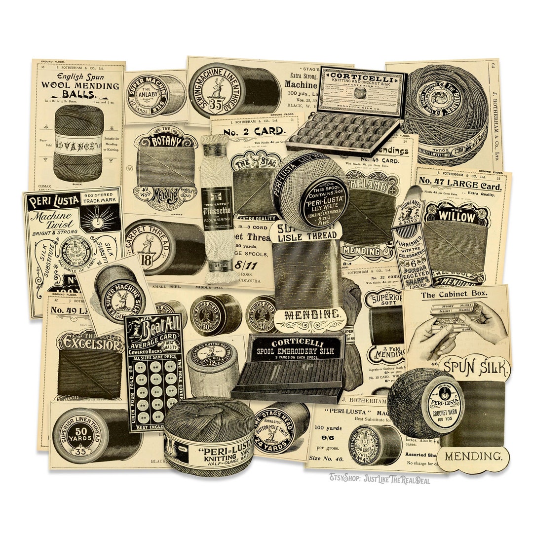 Antique Sewing Notions Stickers Die Cut Clippings Fussy Cuts High ...