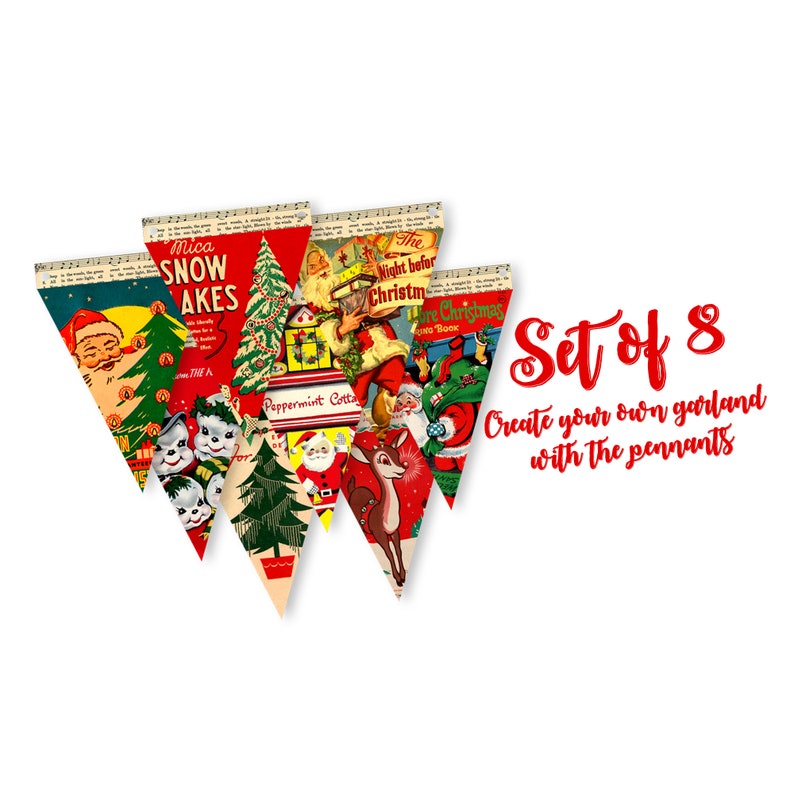 Vintage Christmas Pennant, Banner, Decorations, Peppermint Garland - Etsy