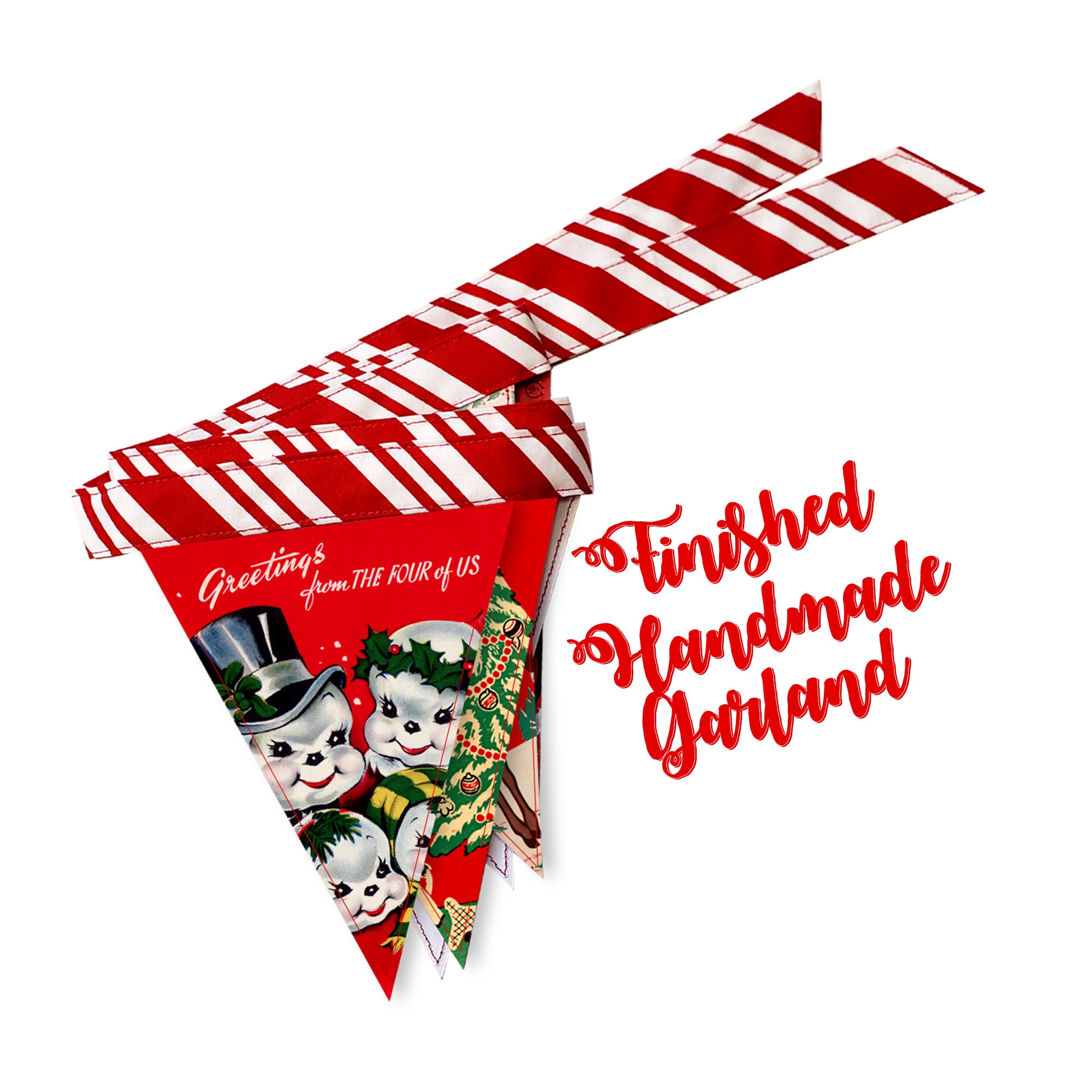 Vintage Christmas Pennant, Banner, Decorations, Peppermint Garland - Etsy