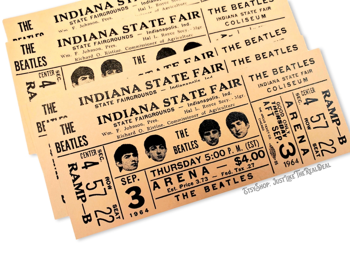 The Beatles 1964 Concert Ticket Reproductions - Etsy