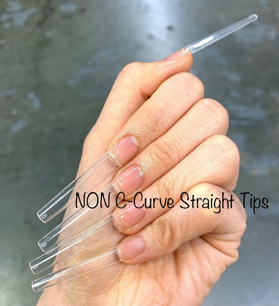 Tapered Coffin XXL No C Curve Straight Tips Clear Color | Etsy
