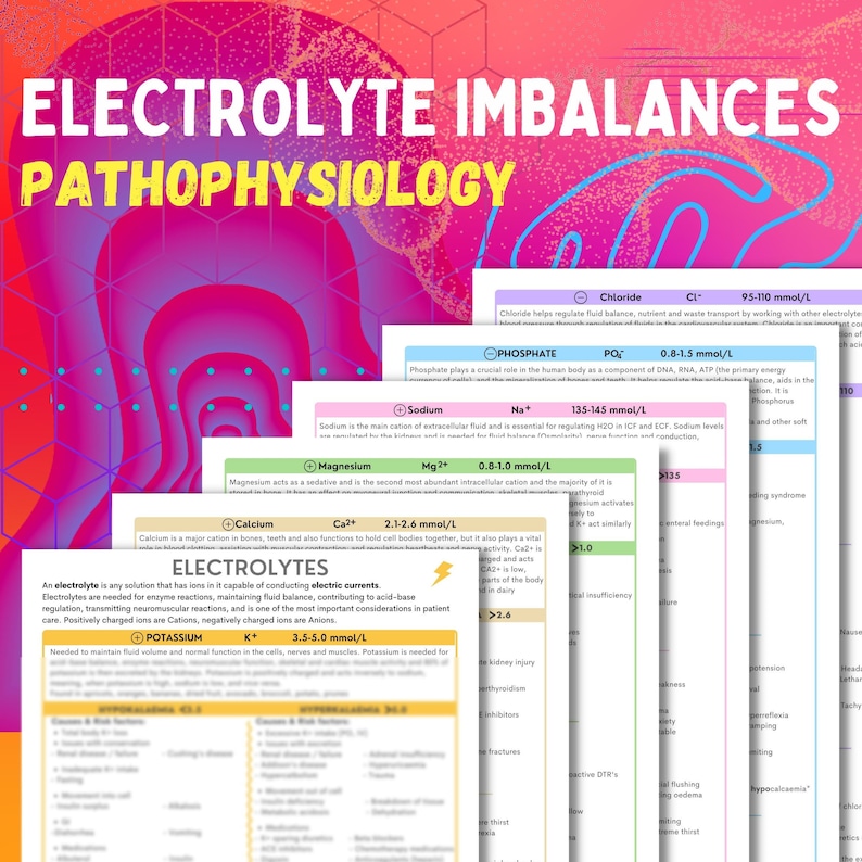 Electrolyte Imbalances | Pathophysiology | 6 Page Pdf - Etsy