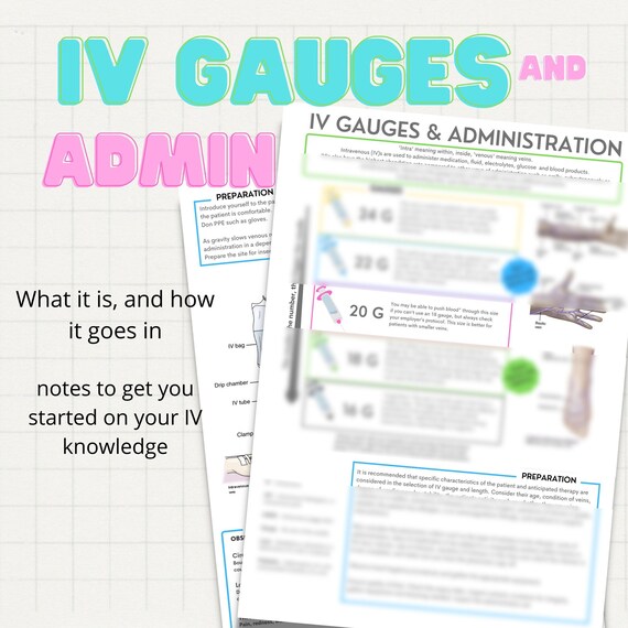 IV Gauges and Administration for Nursing Students | Etsy