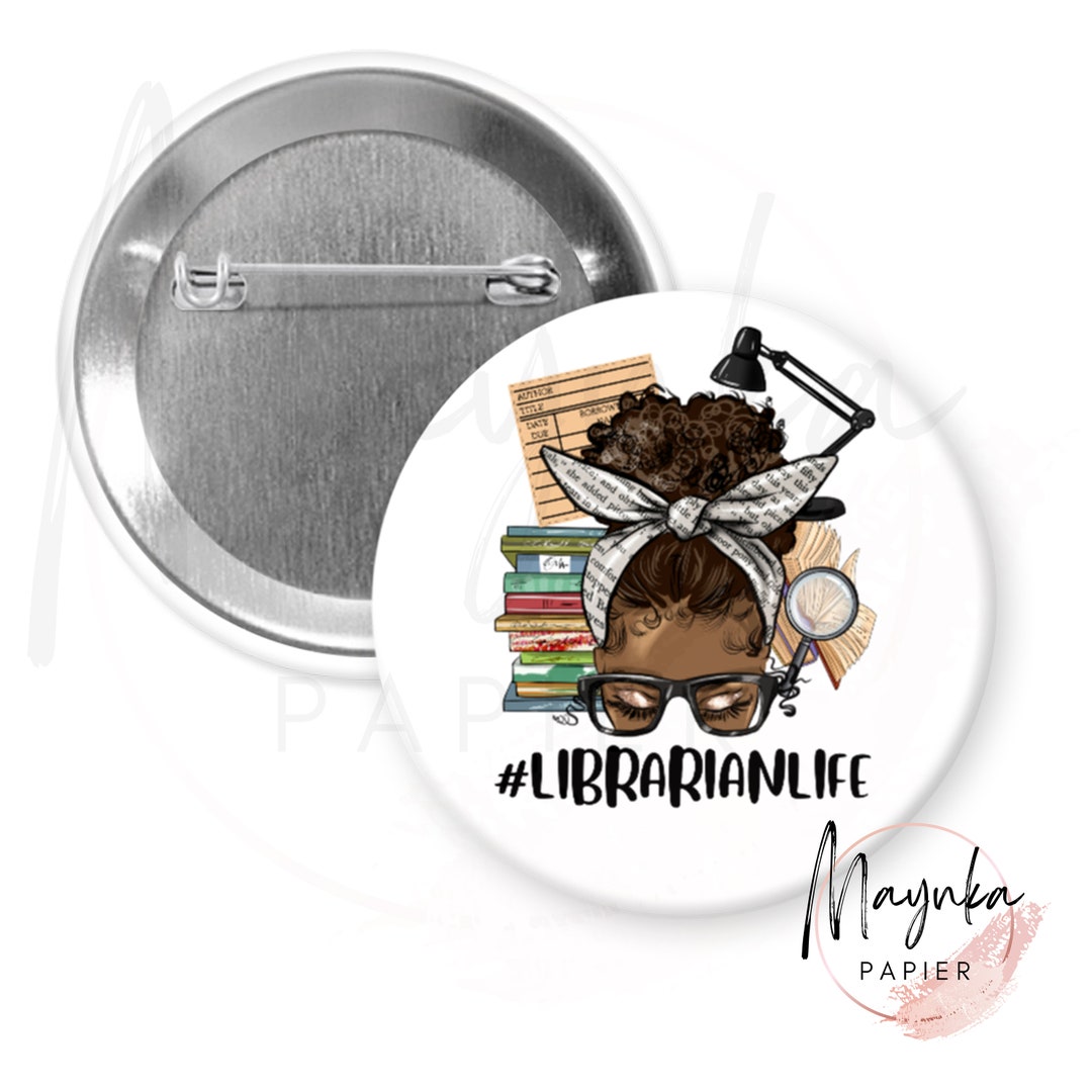 Pinback Button African American Black Woman Librarian Black Women Read ...