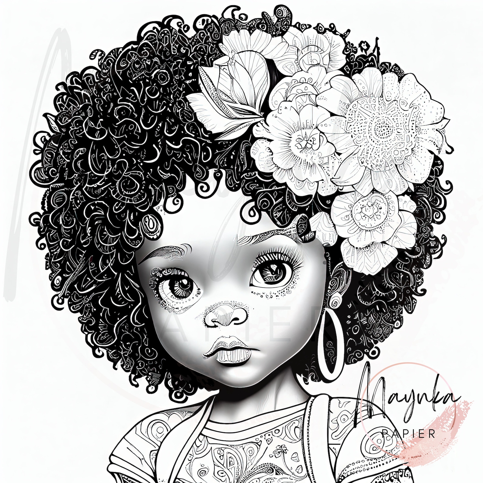 Printable Coloring Page Beautiful Black Little Girl Download ...