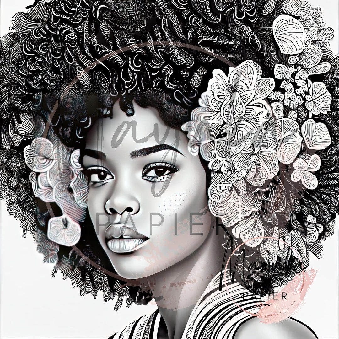Printable Adult Coloring Page Beautiful Black Woman Download