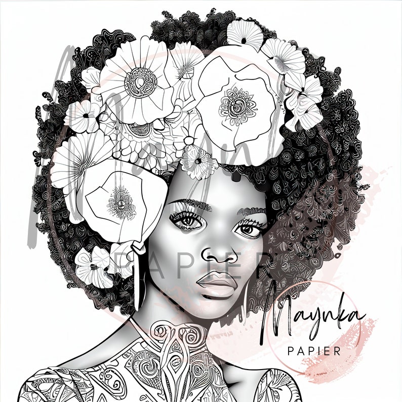 Printable Adult Coloring Page Beautiful Black Woman Download ...