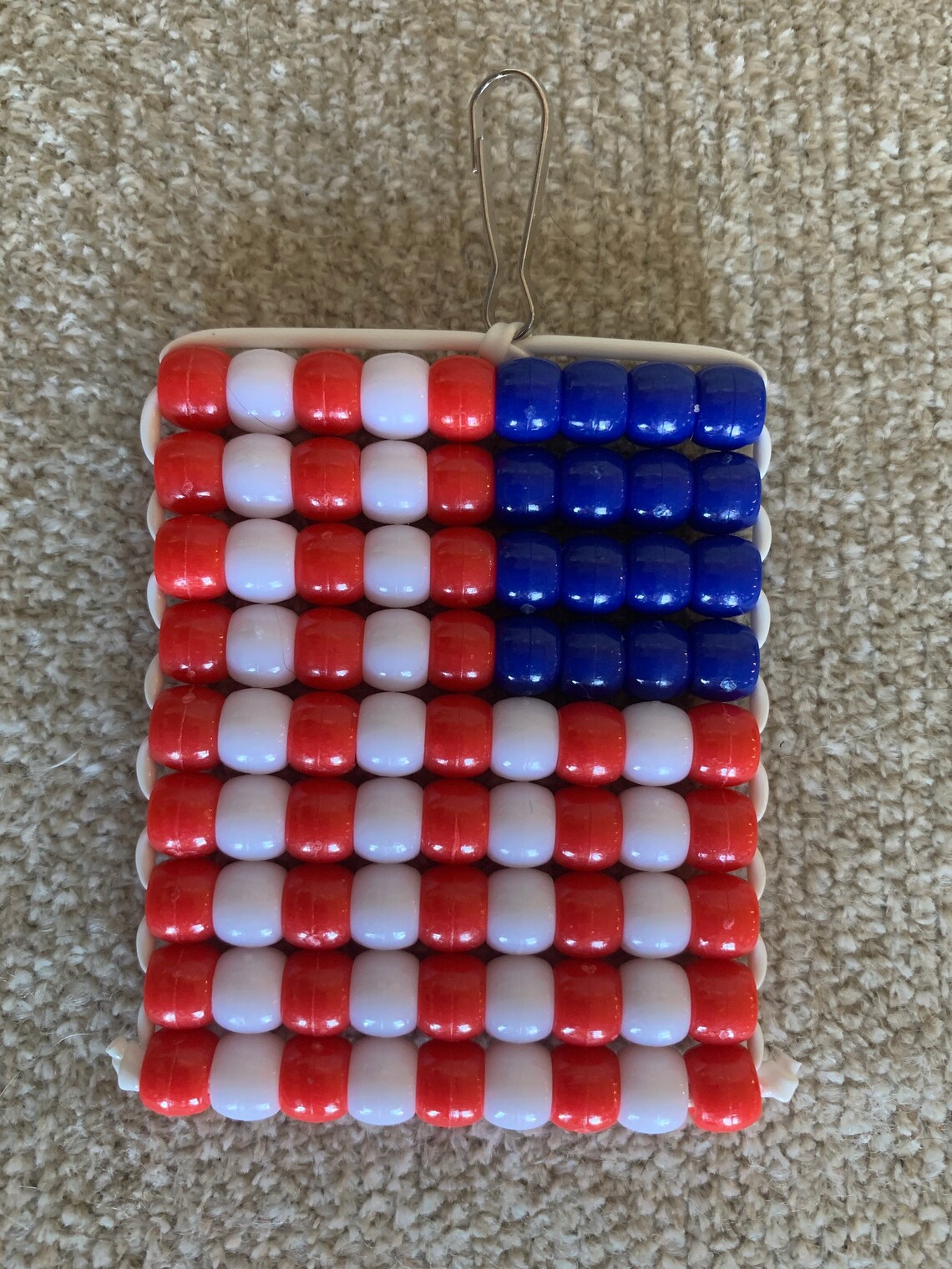 American Flag Pony Bead Keychain - Etsy