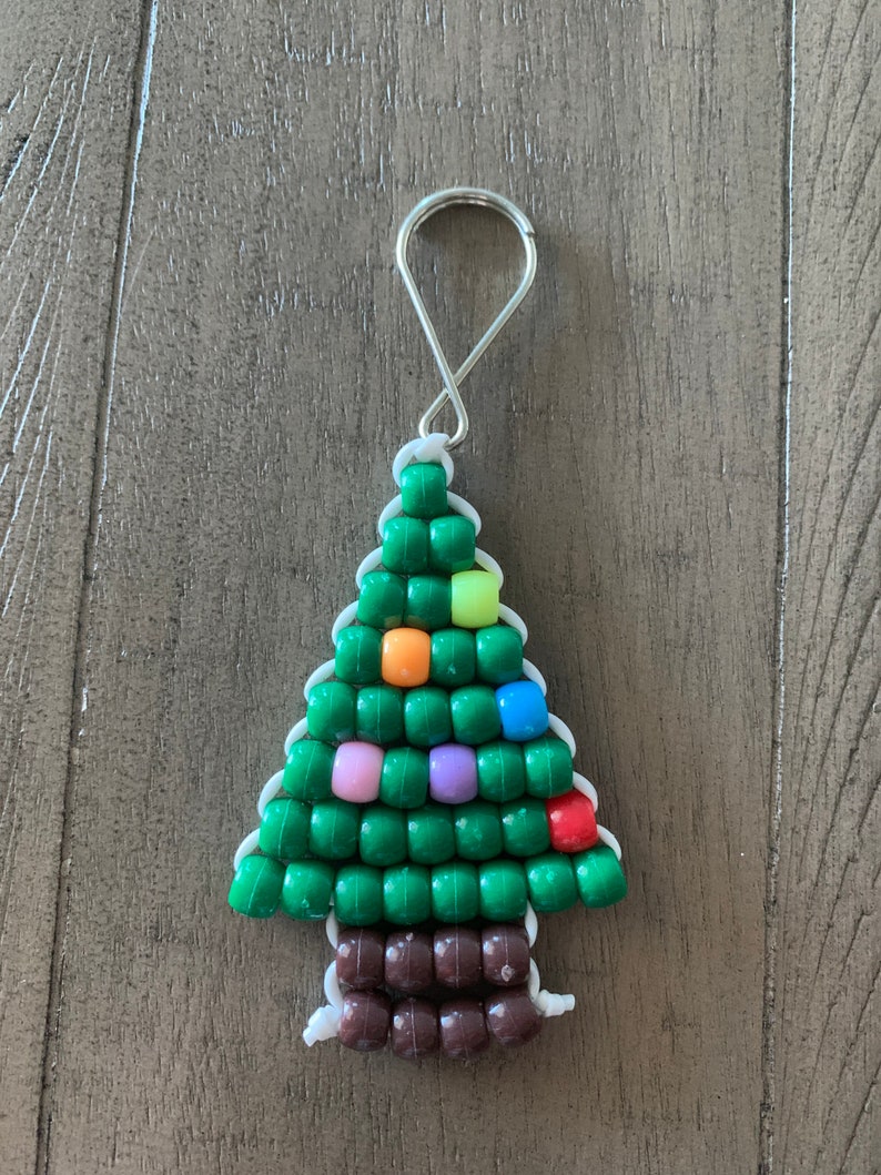 Christmas Tree/holiday/festive Pony Bead Keychains - Etsy