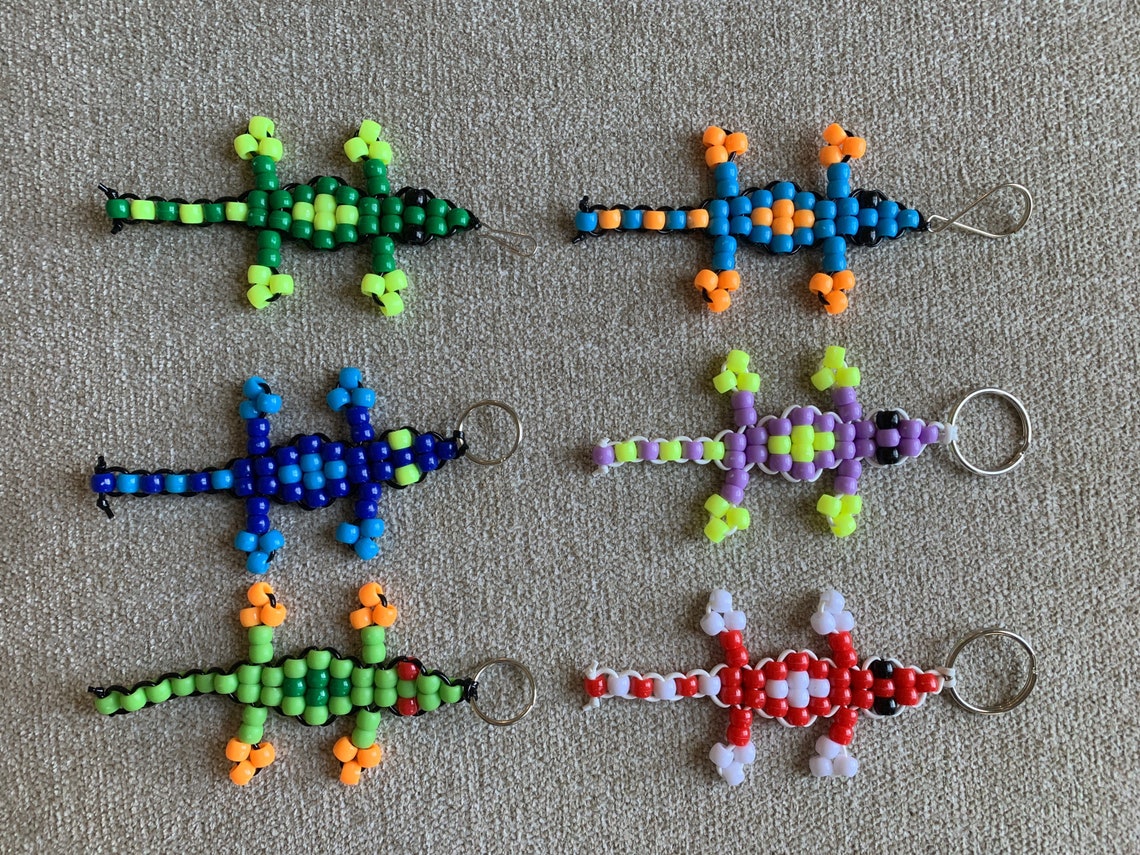 Custom Lizard Kandi Pony Bead Keychain - You Choose the Colors - Etsy