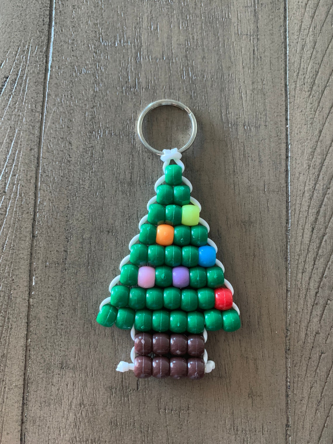 Christmas Tree/holiday/festive Pony Bead Keychains - Etsy