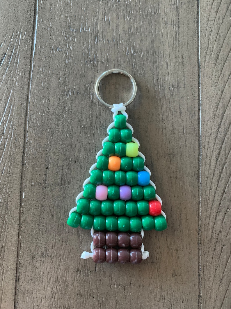 Christmas Tree/holiday/festive Pony Bead Keychains - Etsy