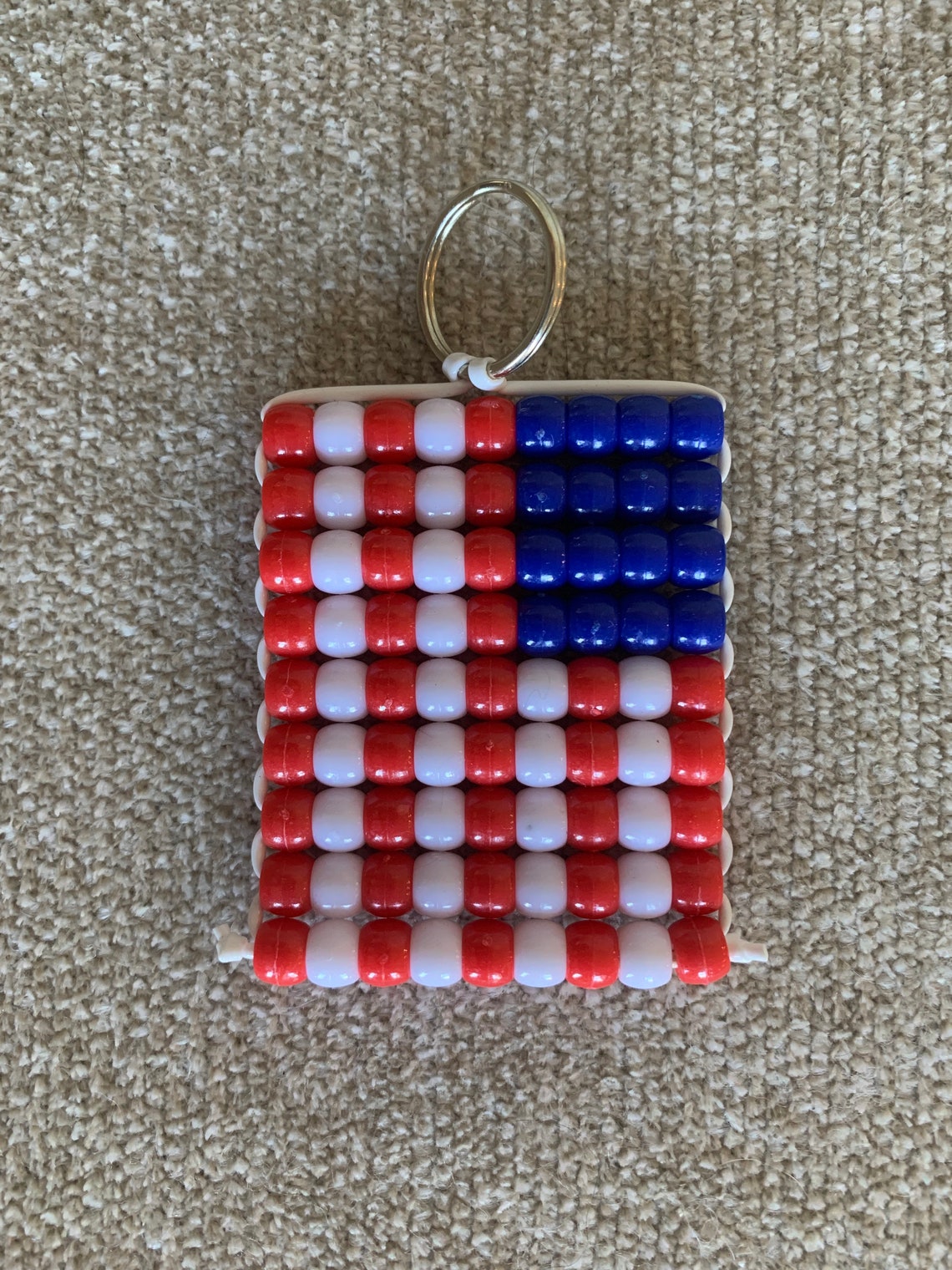 American Flag Pony Bead Keychain - Etsy
