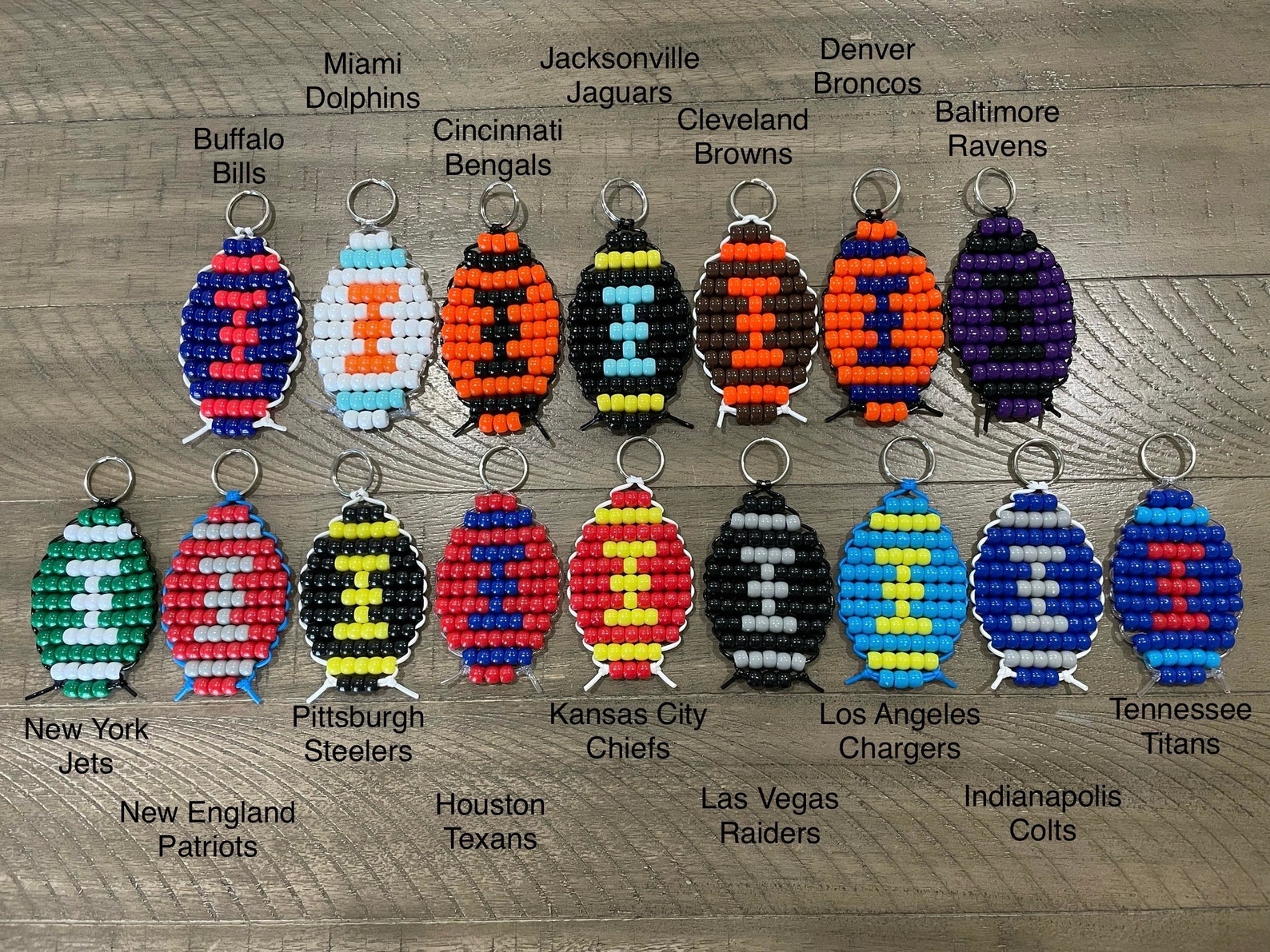 Pro Football Team Color Pony Bead Keychains/afc/nfc/sports - Etsy