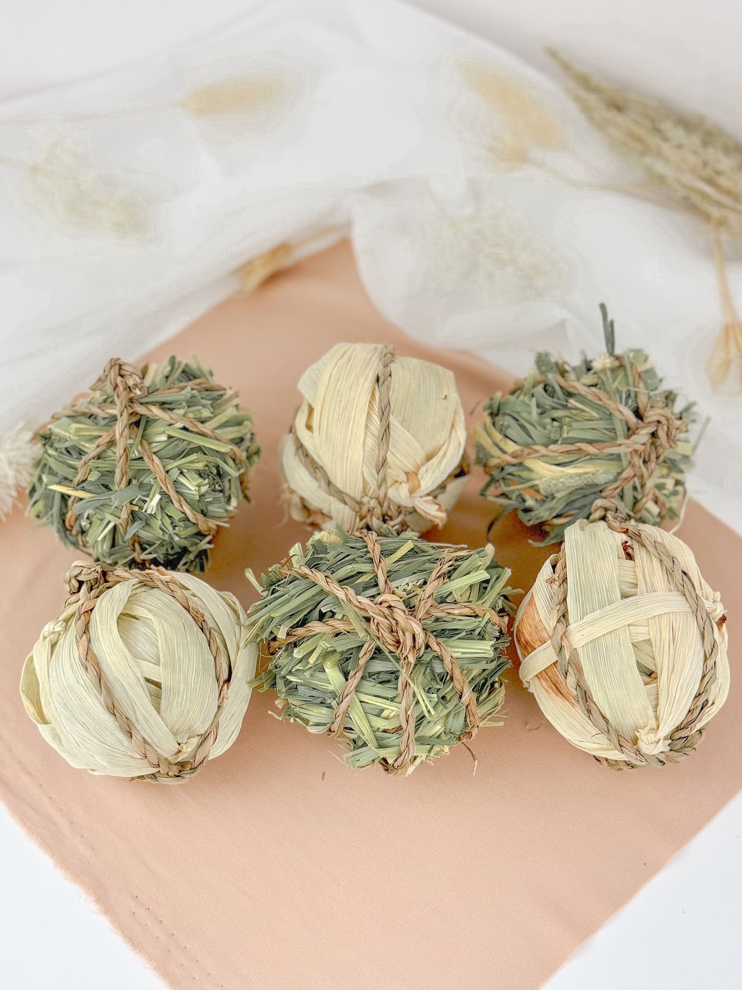 Hand Rolled Timothy Hay & Corn Leaf Chew Balls: Rabbit Foraging Toy - Etsy