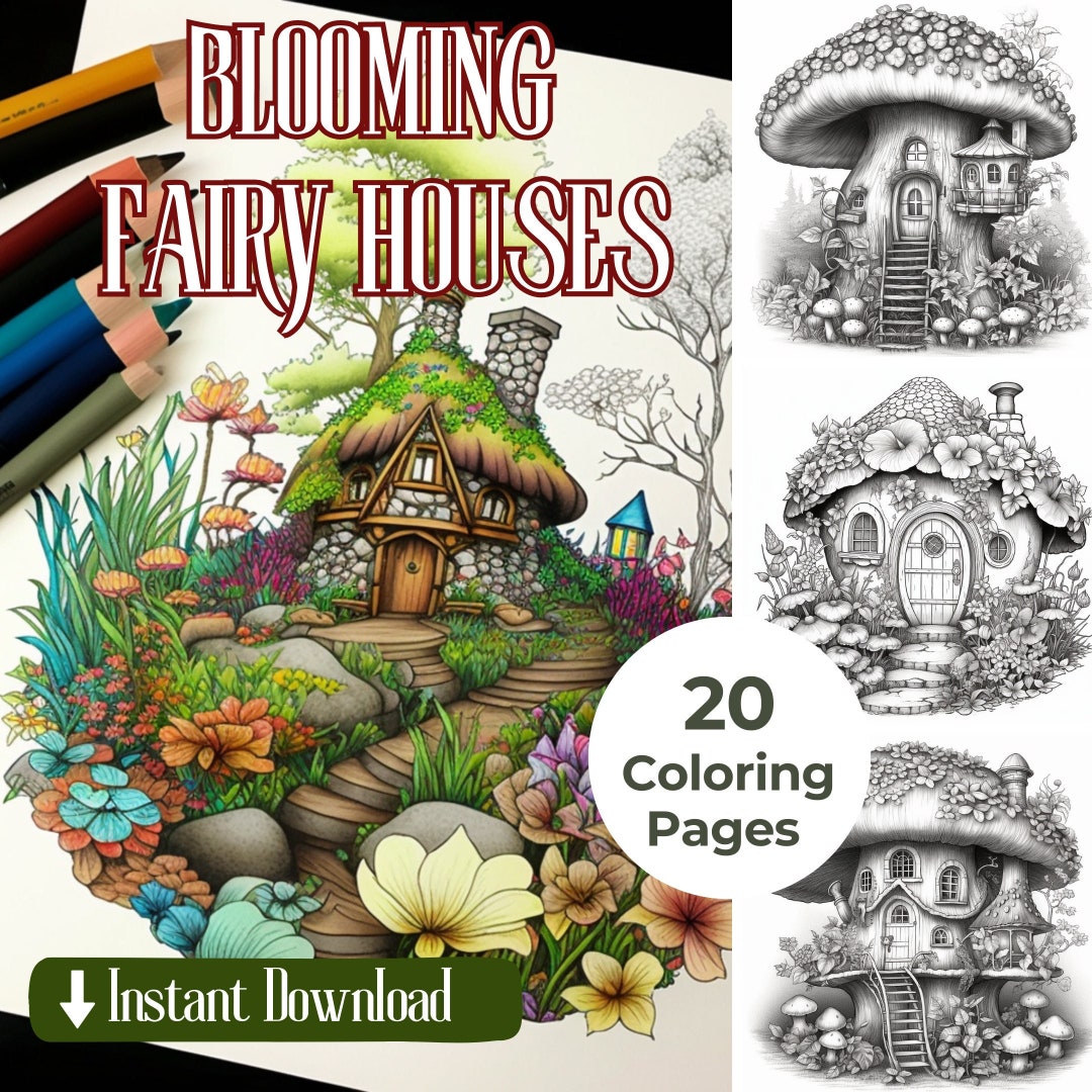 20 Coloring Pages of Enchanted Fairy Houses Coloring Book - Etsy