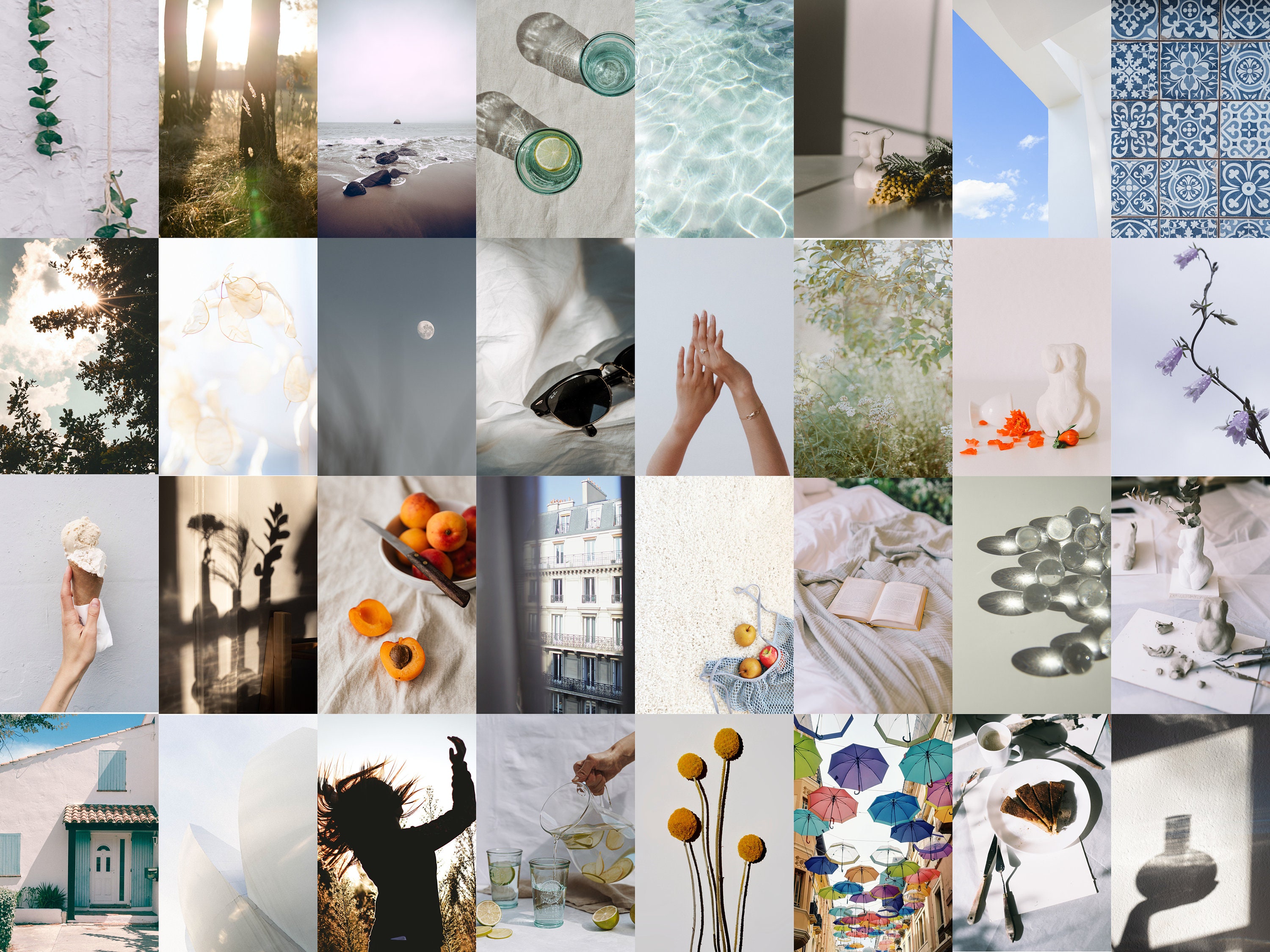 80 Pcs Breezy Natural Aesthetic Collage Kit, Printable Wall Collage Kit ...