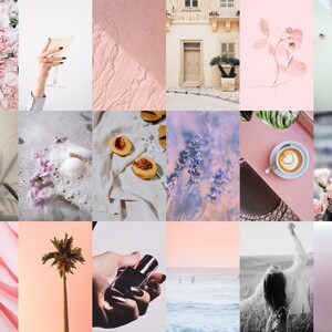 50 Pcs Blush Summer Aesthetic Collage Kit, Printable Wall Photo Kit ...
