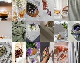 50 Pcs Blue Blush Aesthetic Collage Kit, Printable Wall Photo Kit ...