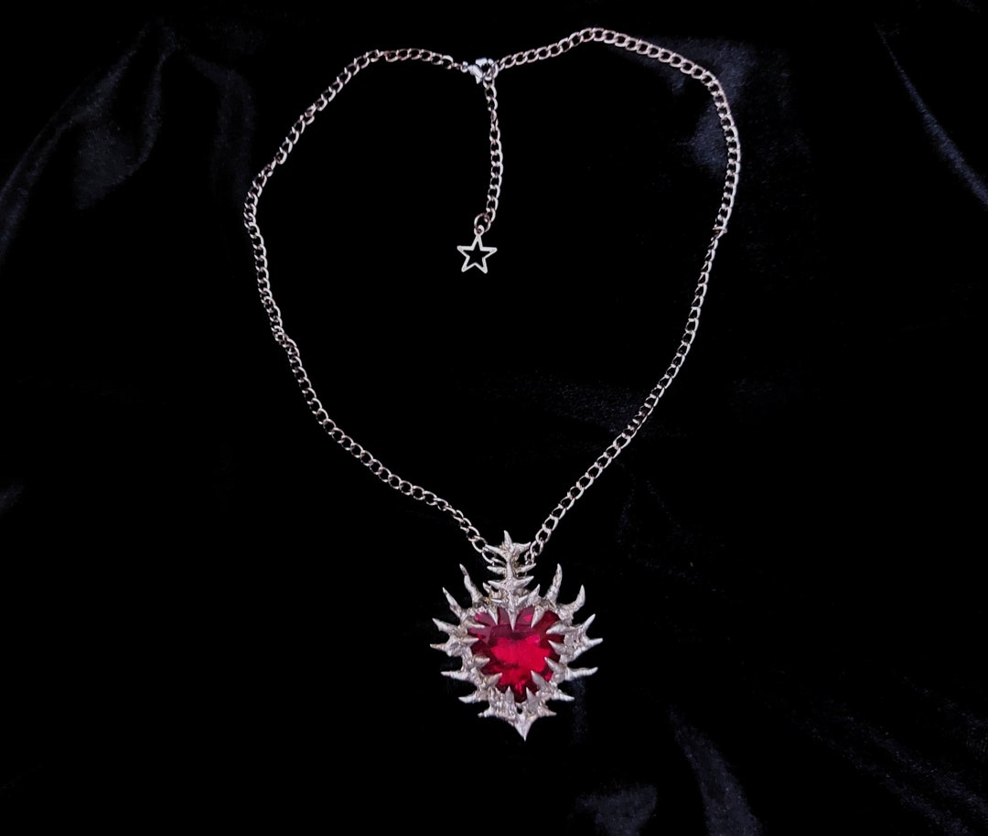 Heart Spiky Metal Vampire Charm Necklace - Etsy