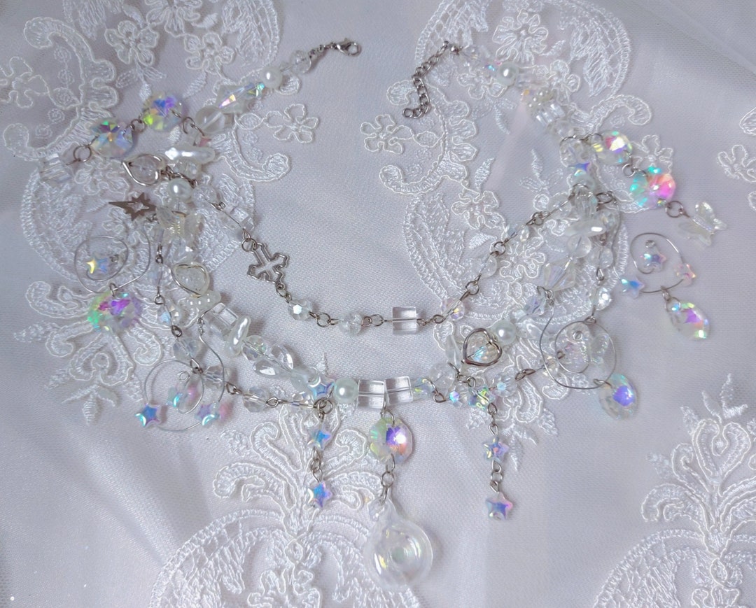 Sparkly Faircore Angelcore Beaded Necklace - Etsy