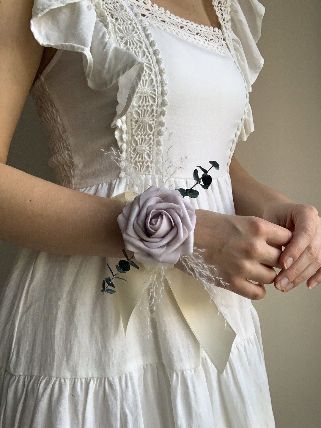 Pampas Grass Corsage, Boho Dried Flower Corsage, Purple Lilac Lavender ...