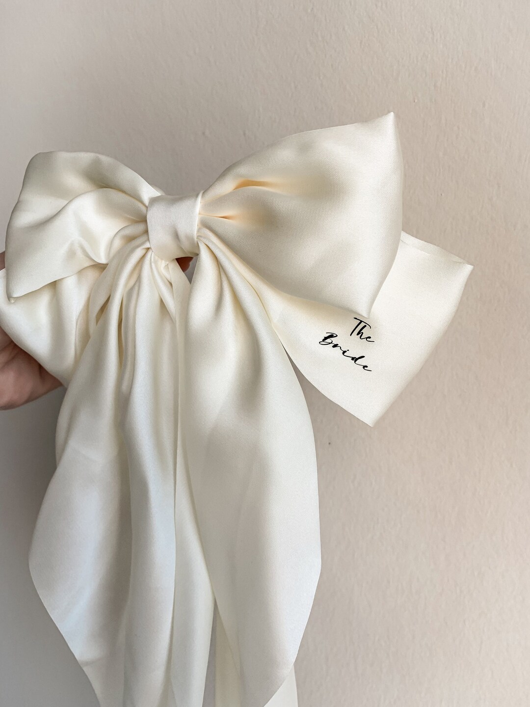Bride Bow Hair Clip, Bridal Bachelorette Party Veil Bow, White Satin ...