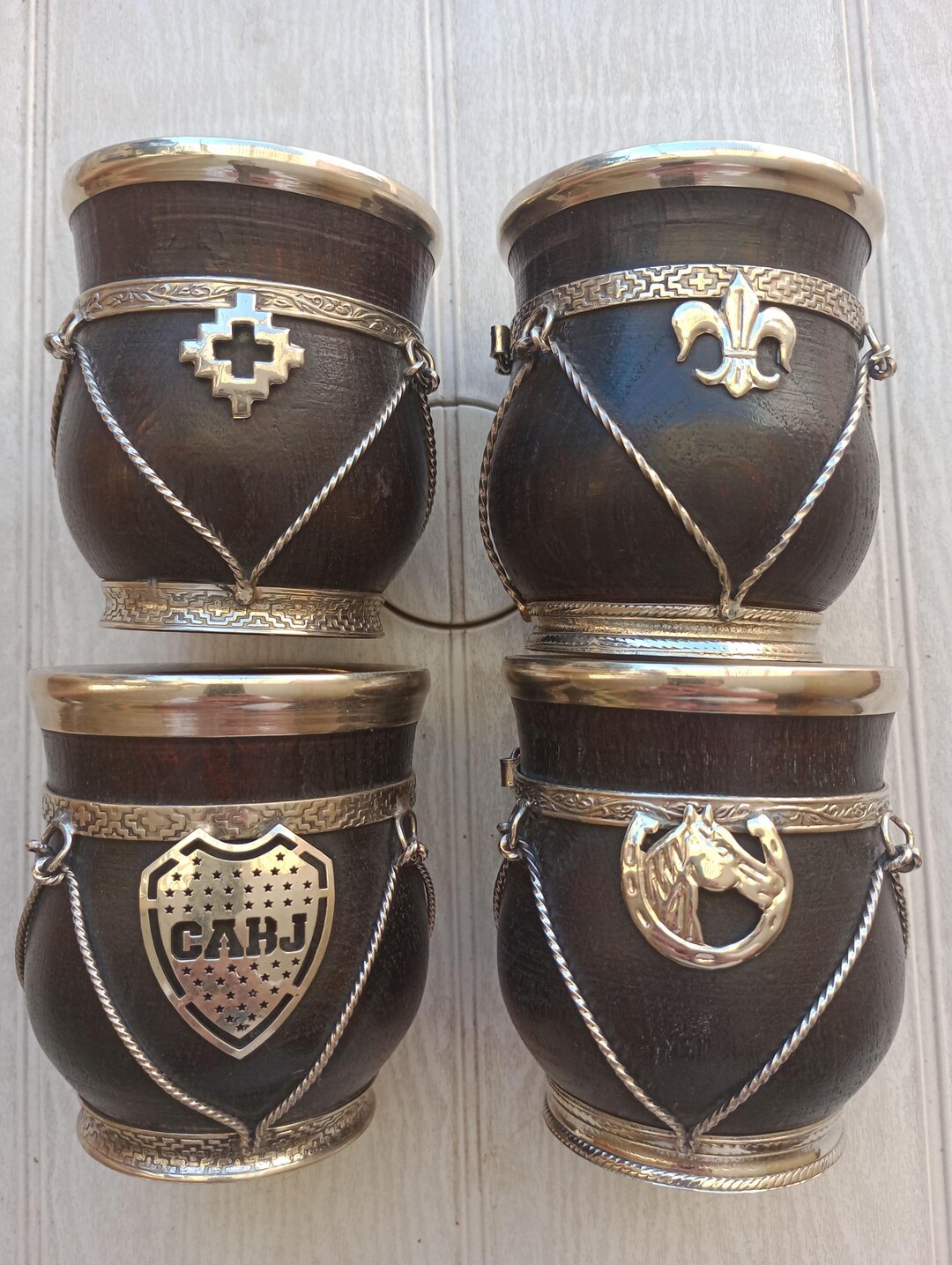 Mate / Wooden Cup With German Silver Finish and Charm - Argentine ...