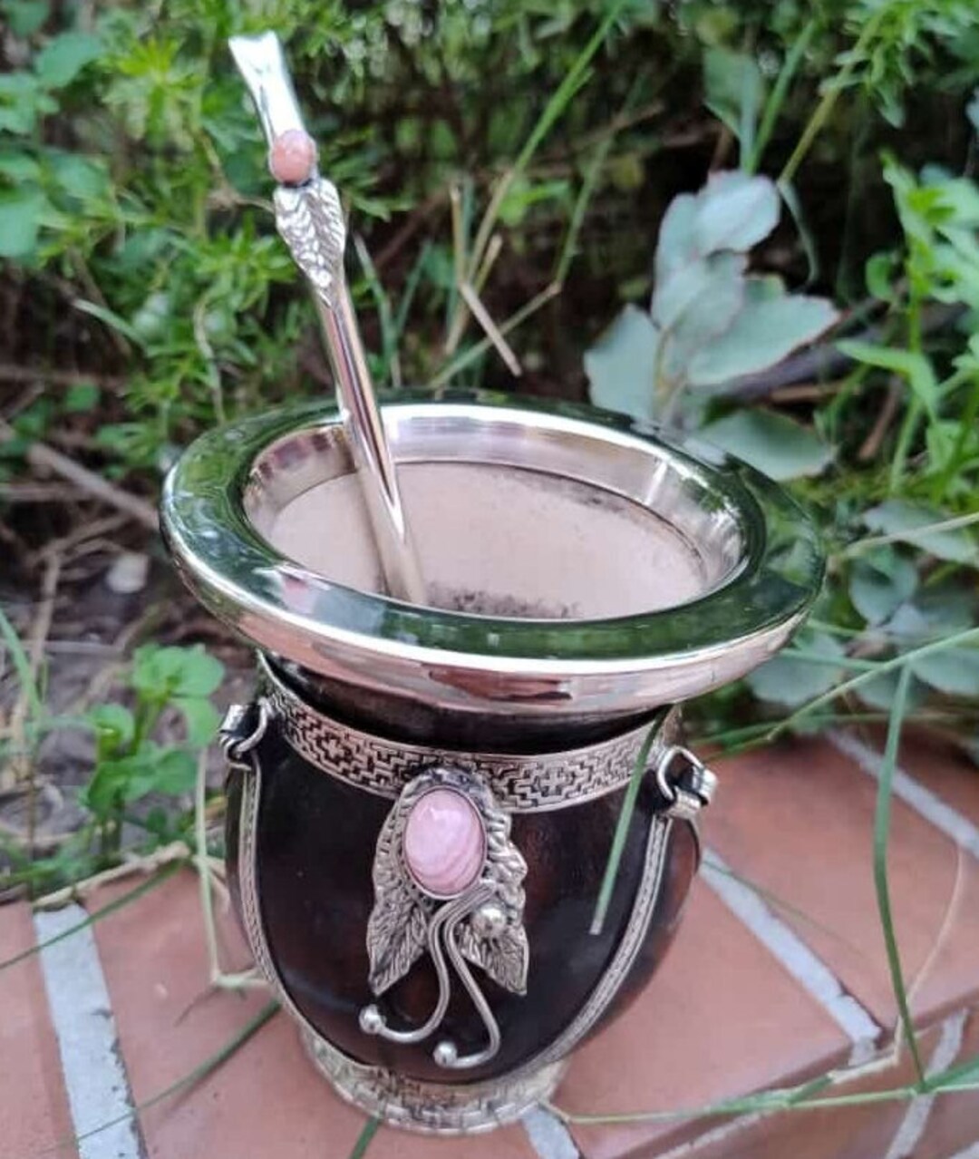 Mate / Gourd Cup for Yerba Mate With German Silver Finishes Free Straw ...