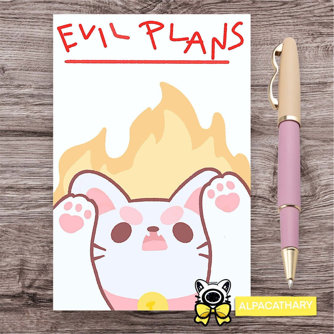NOTEPAD Time for Evil Plans Cat 50 Pages - Etsy