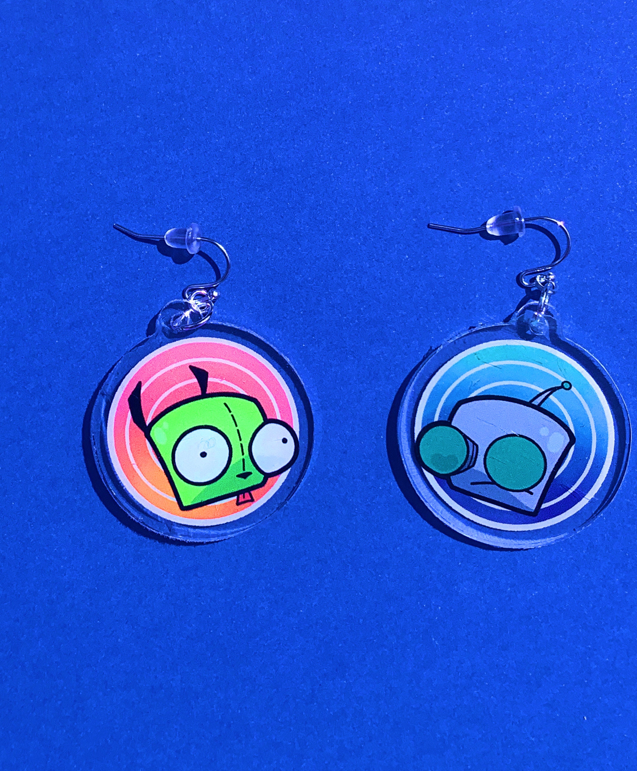 GIR Invader Zim Reversible Earrings L Goth Clip on Earrings L Pastel ...
