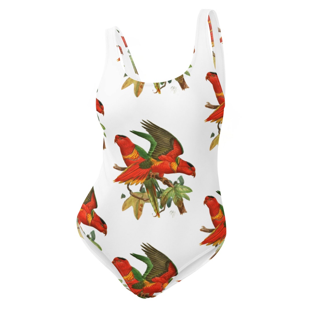 Vintage Parrot Design One-piece Swimsuit - Etsy
