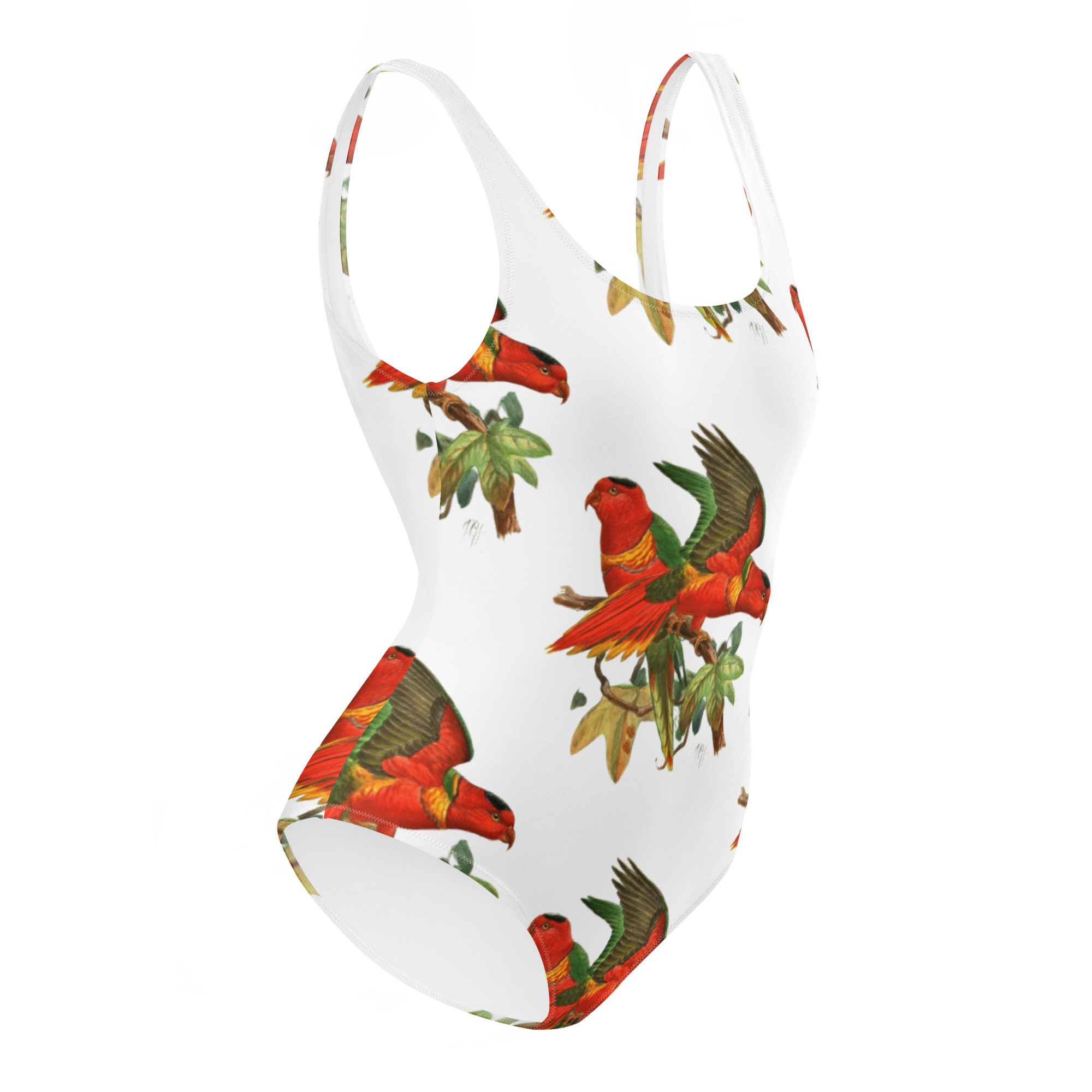 Vintage Parrot Design One-piece Swimsuit - Etsy