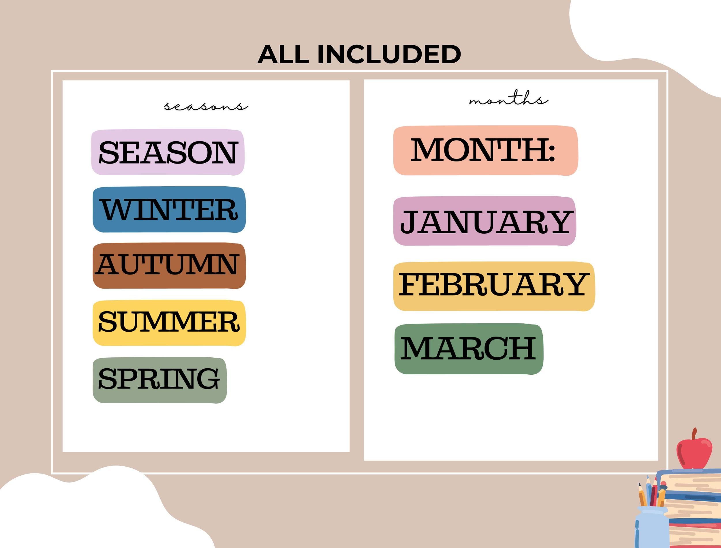 Printable Preschool Kindergarten Calendar Bundle Elementary Calendar ...