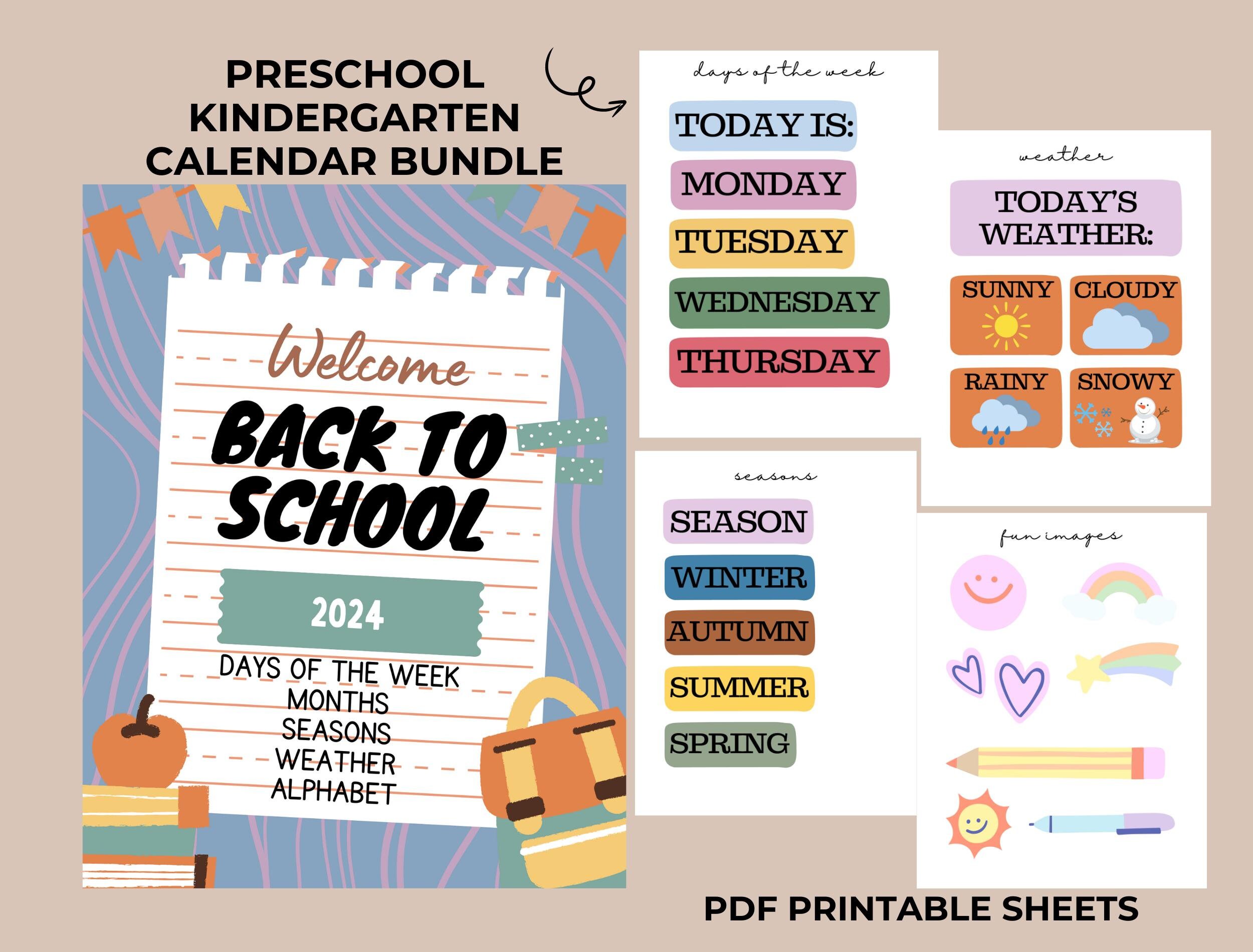 Printable Preschool Kindergarten Calendar Bundle Elementary Calendar ...