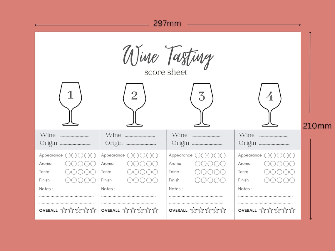 Wine Tasting Score Card| Printable Wine Tasting Party Sheet| Wine ...