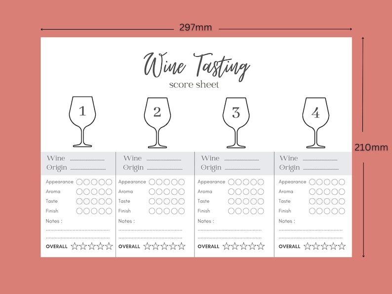 Wine Tasting Score Card| Printable Wine Tasting Party Sheet| Wine ... Wine Tasting Score Card| Printable Wine Tasting Party Sheet| Wine ...