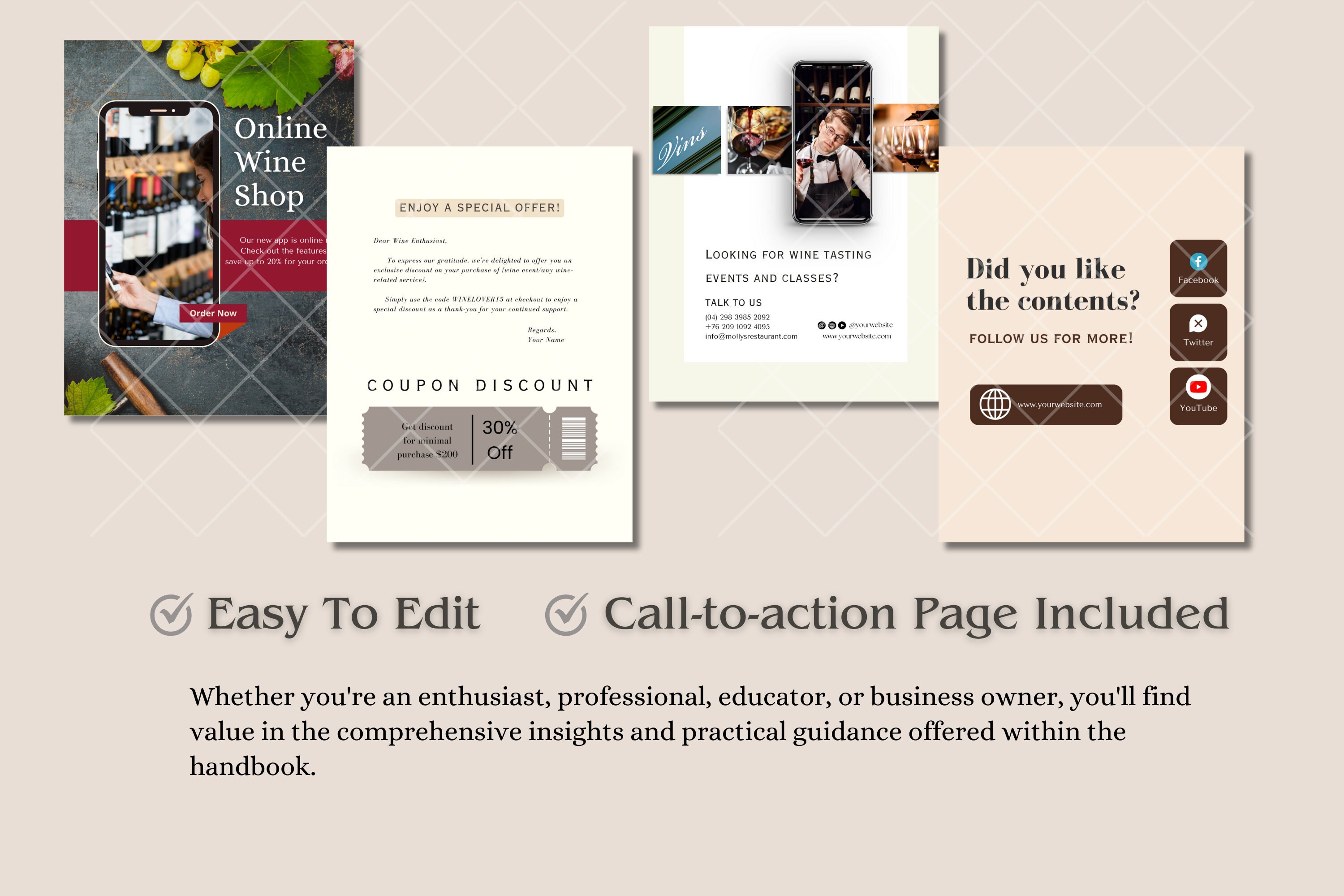 Wine Handbook Template|all About Wine| Wine Guide Worksheet Template ...