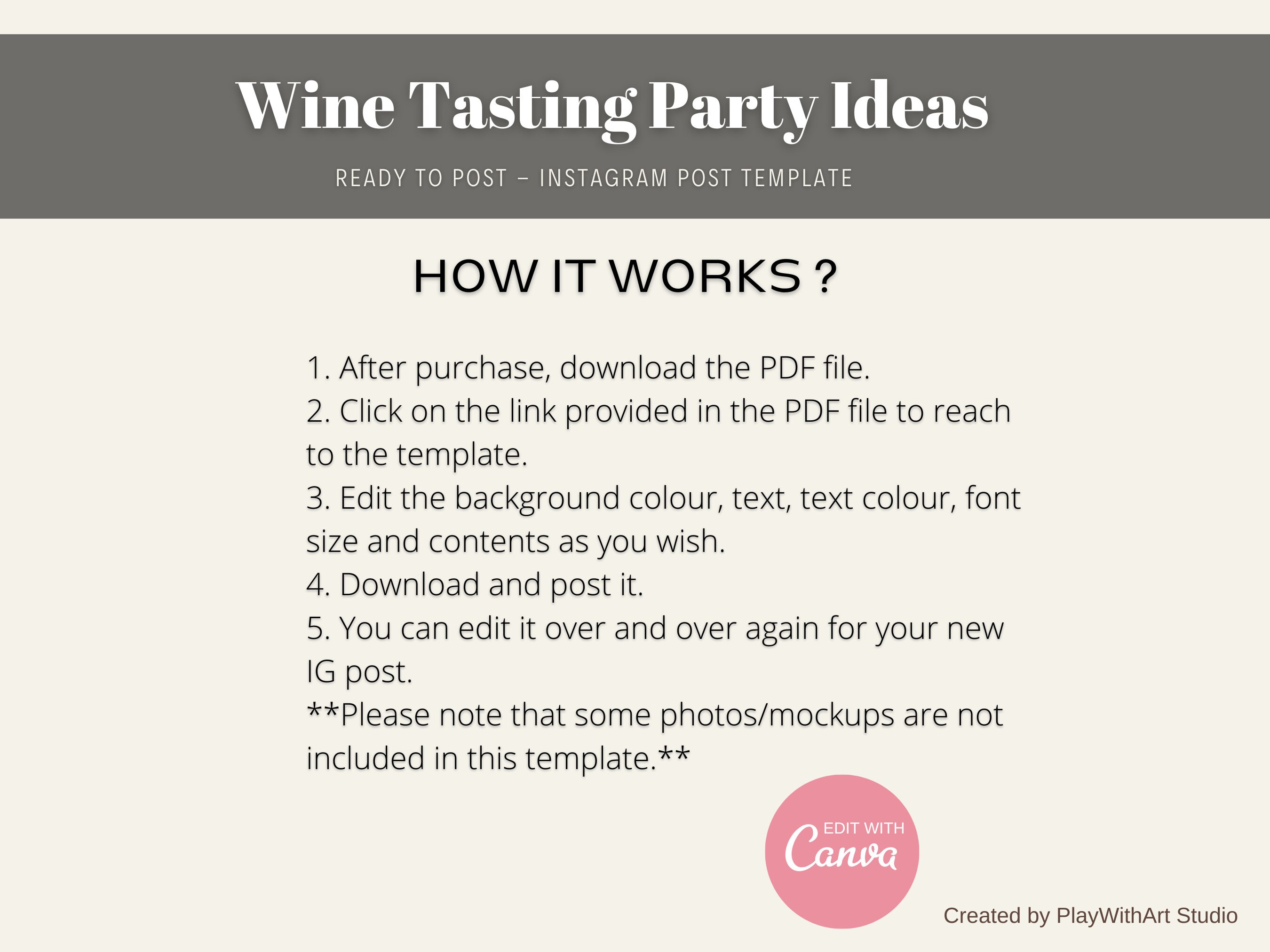 25 Wine Tasting Party Idea Instagram Template|wine Business Wine Party ...