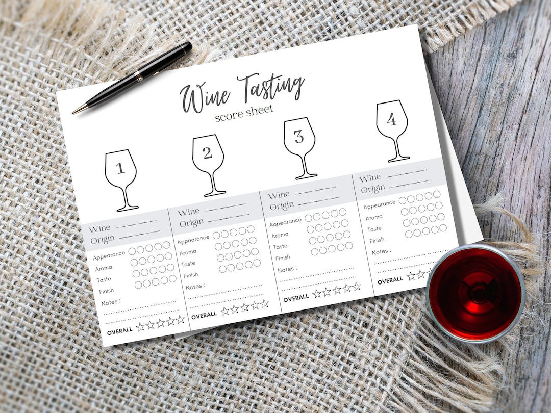 Wine Tasting Score Card| Printable Wine Tasting Party Sheet| Wine ...