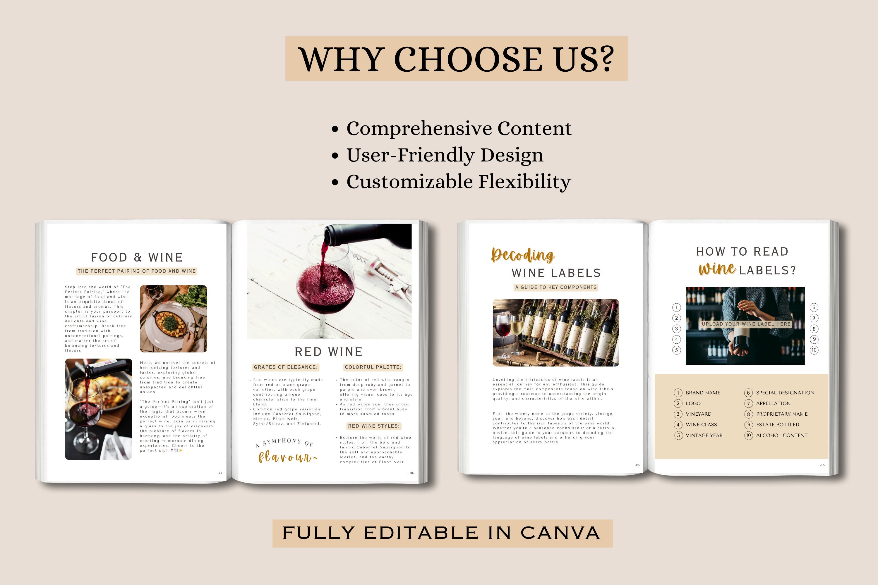 Wine Handbook Template|all About Wine| Wine Guide Worksheet Template ...