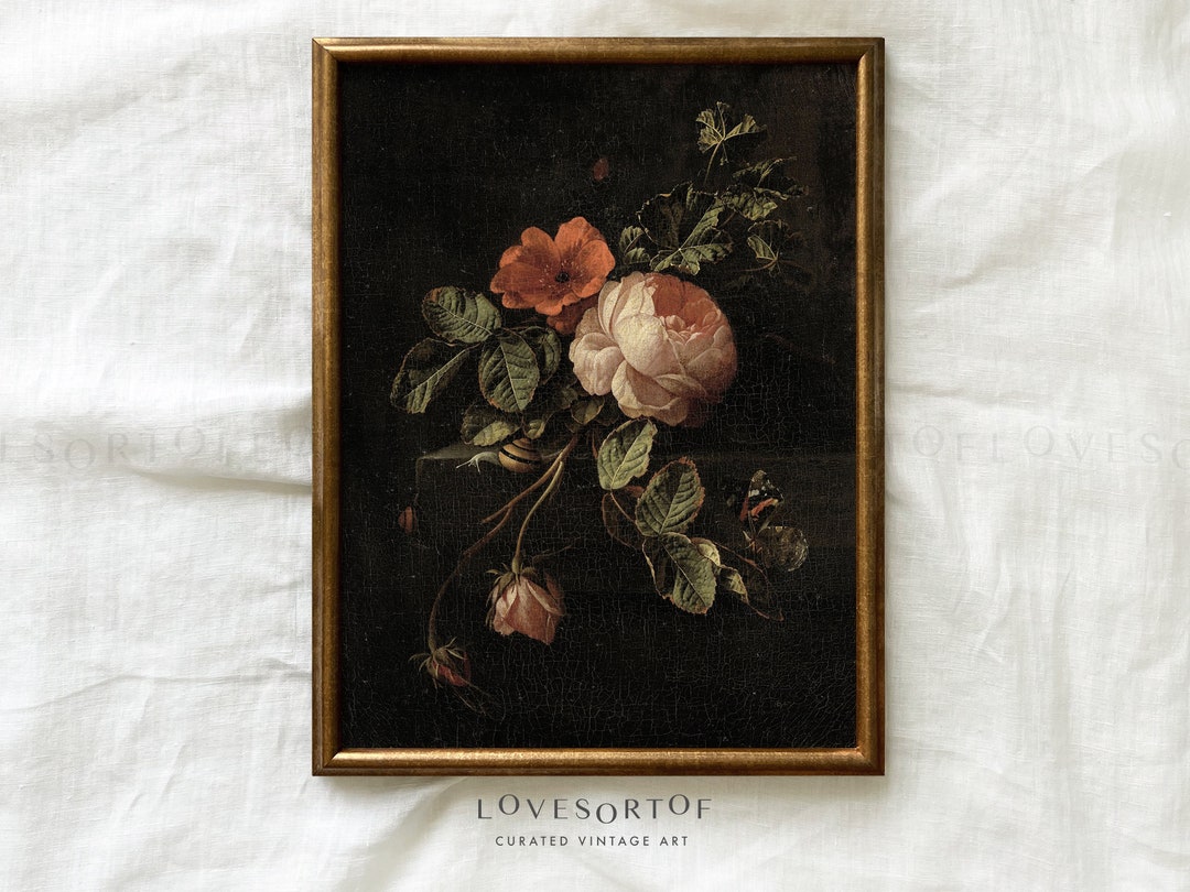 Renaissance Rose Vintage Painting Art Shelf Styling Roses Still Life ...