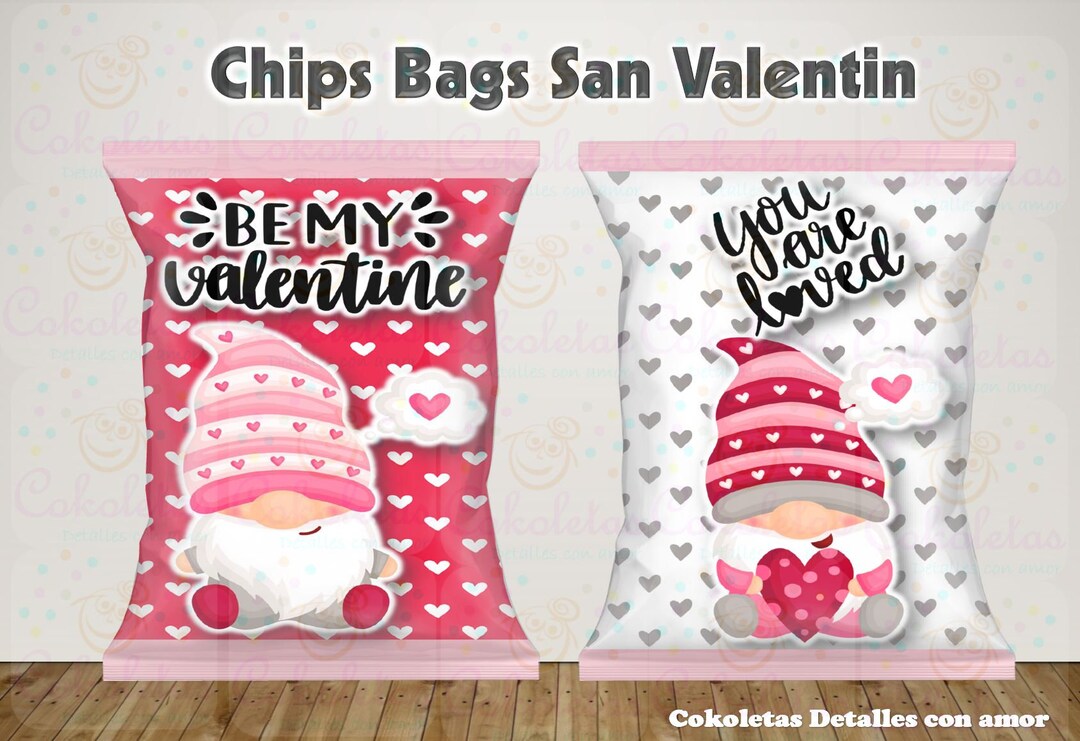 Gnome Valentine's Day Chip Bag Bundle / Cookie Bag / Candy Bag / Mini ...