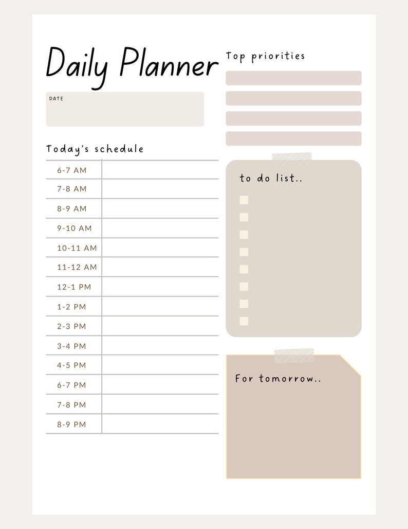 Neutral Daily, Weekly and Monthly Planner Pages - 11 X 8.5 Inches PDF ...