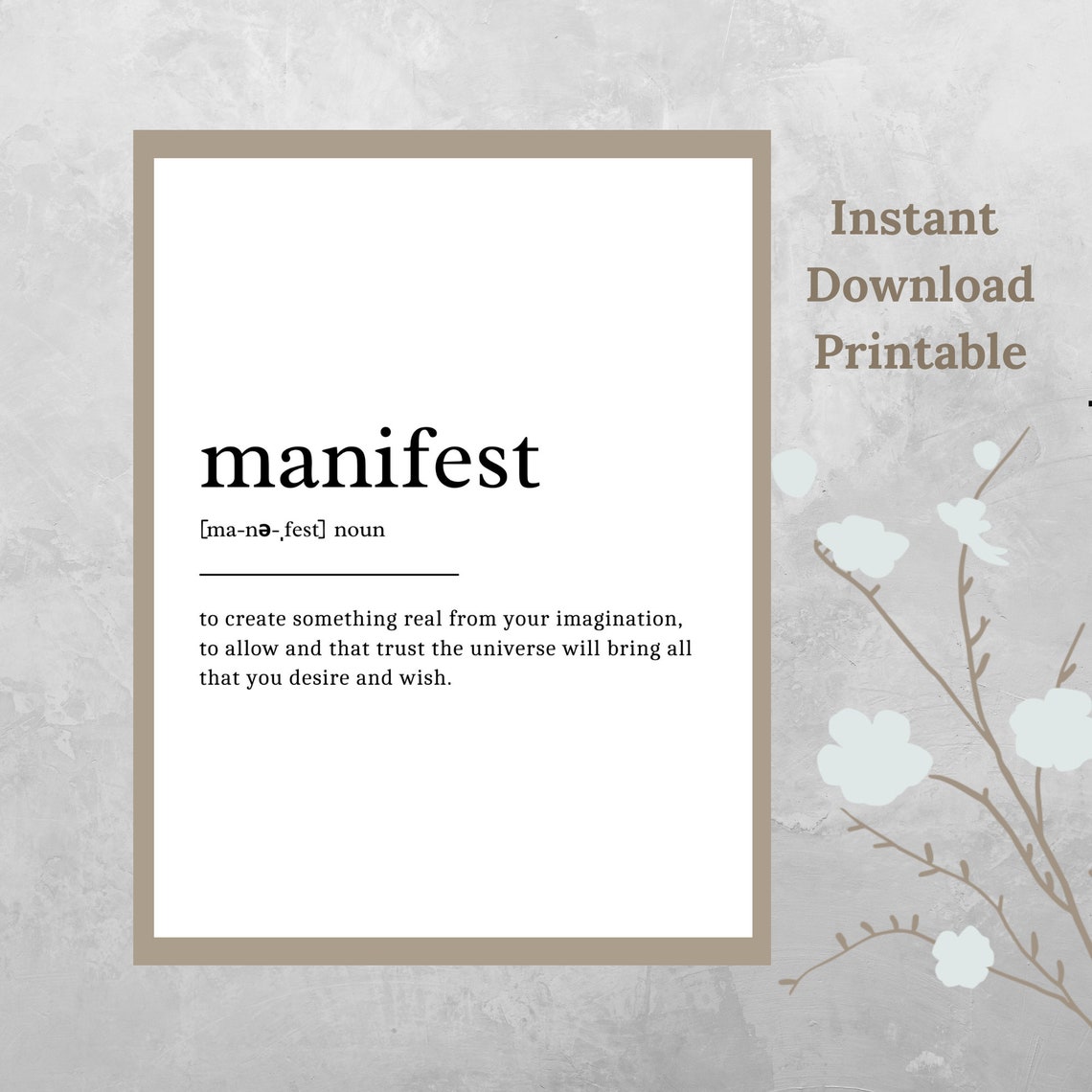 Definition of Manifest Printable Inspirational Wall Art | Etsy