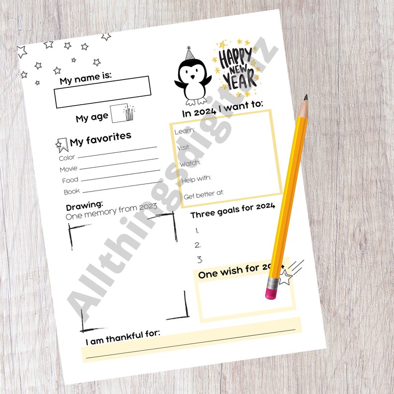 New Years Resolution Printable for Kids New Years Reflection Year in ...
