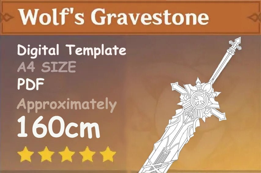 Genshin Impact Wolf's Gravestone 2D Template - Digital Template - PDF ...