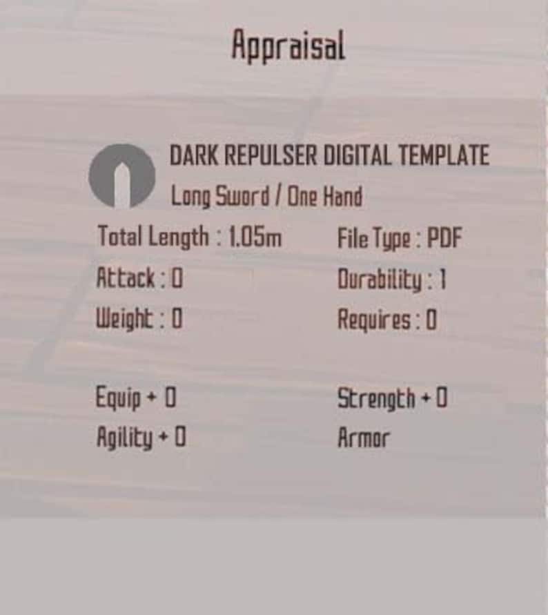 SAO Dark Repulser PDF Template - Etsy