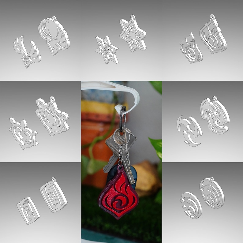 Genshin Impact Element STL File 3D Print Keychain DIY - Etsy